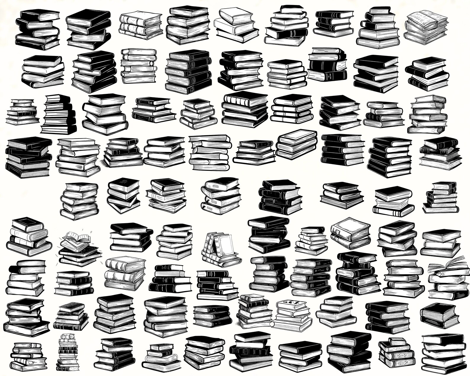 Books SVG Bundle, Books Vector Silhouette, Book Lovers Svg, Stacked ...