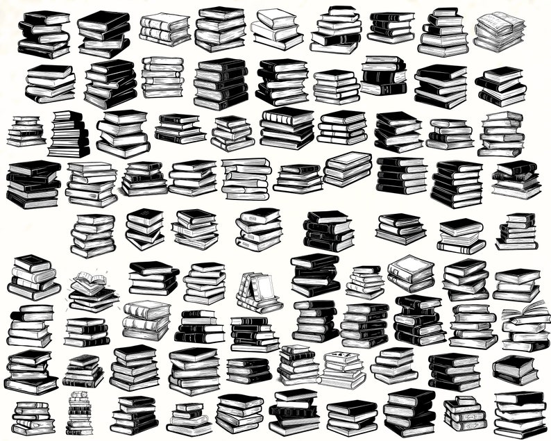 Books SVG Bundle, Books Vector Silhouette, Book Lovers Svg, Stacked ...