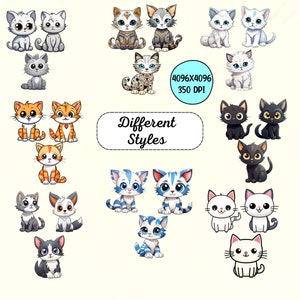 Cats Bundle Kawai Clipart, Cats Clipart, Cats Breeds, Kitten Clipart ...