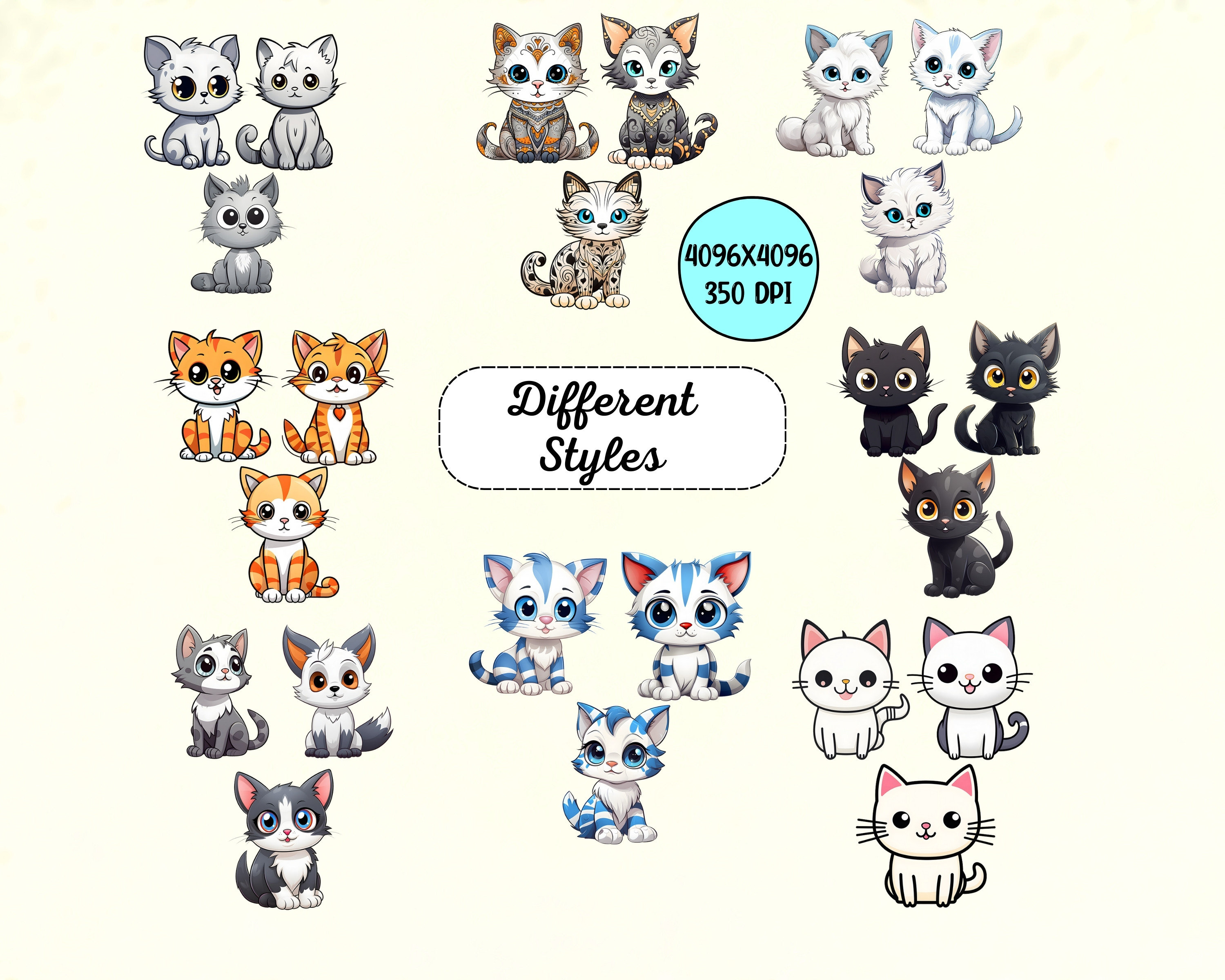 Cats Bundle Kawai Clipart, Cats Clipart, Cats Breeds, Kitten Clipart ...