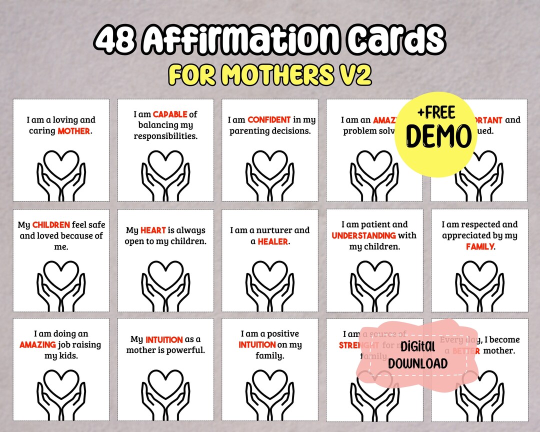 48 Printable Affirmation Cards for Mothers V2 Motivational - Etsy