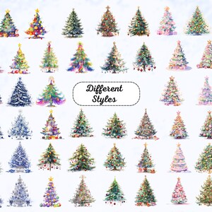 CHRISTMAS TREE PNG, Water Color Clipart, Christmas Lights Png ...