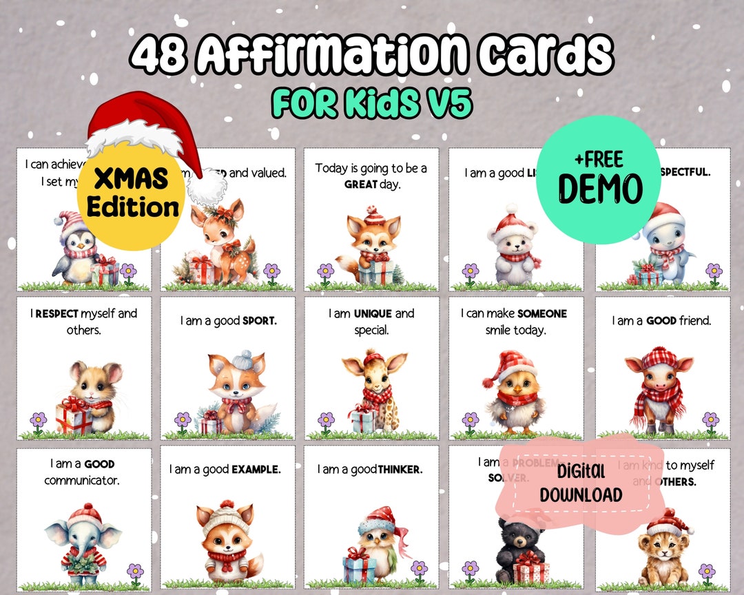 48 Printable Affirmation Cards for Kids V5 Christmas - Etsy UK