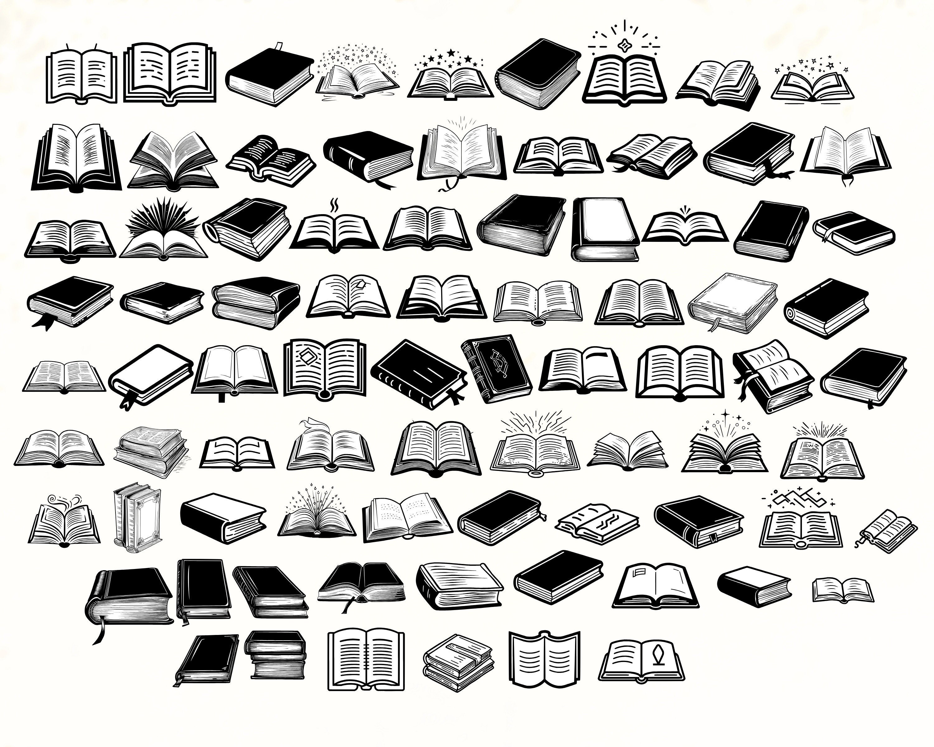 Books SVG Bundle, Books Vector Silhouette, Stacked Books SVG, Book Cut ...
