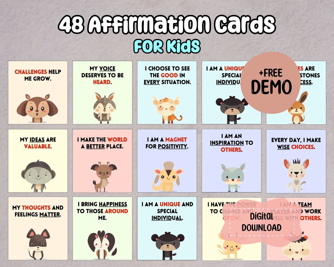 48 Printable Affirmation Cards for Kids V3 | Magical Positive ...
