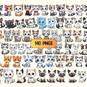Cats Bundle Kawai Clipart, Cats Clipart, Cats Breeds, Kitten Clipart ...