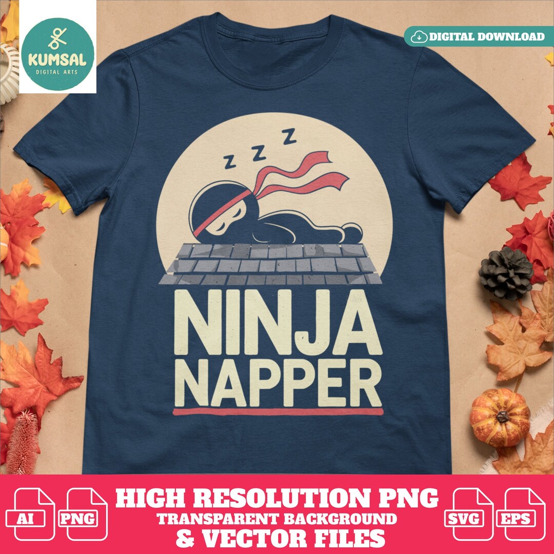 Ninja Napper Digital Art | Cute Sleeping Ninja Design | High-res PNG ...