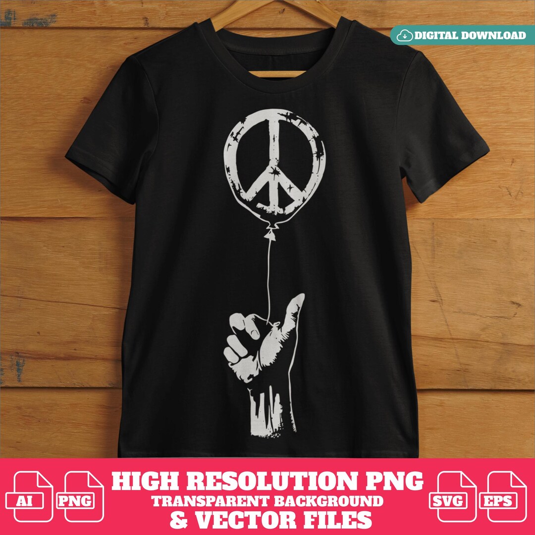 Peace Balloon Hand SVG PNG | Minimalist Protest Clipart | Grunge Peace ...