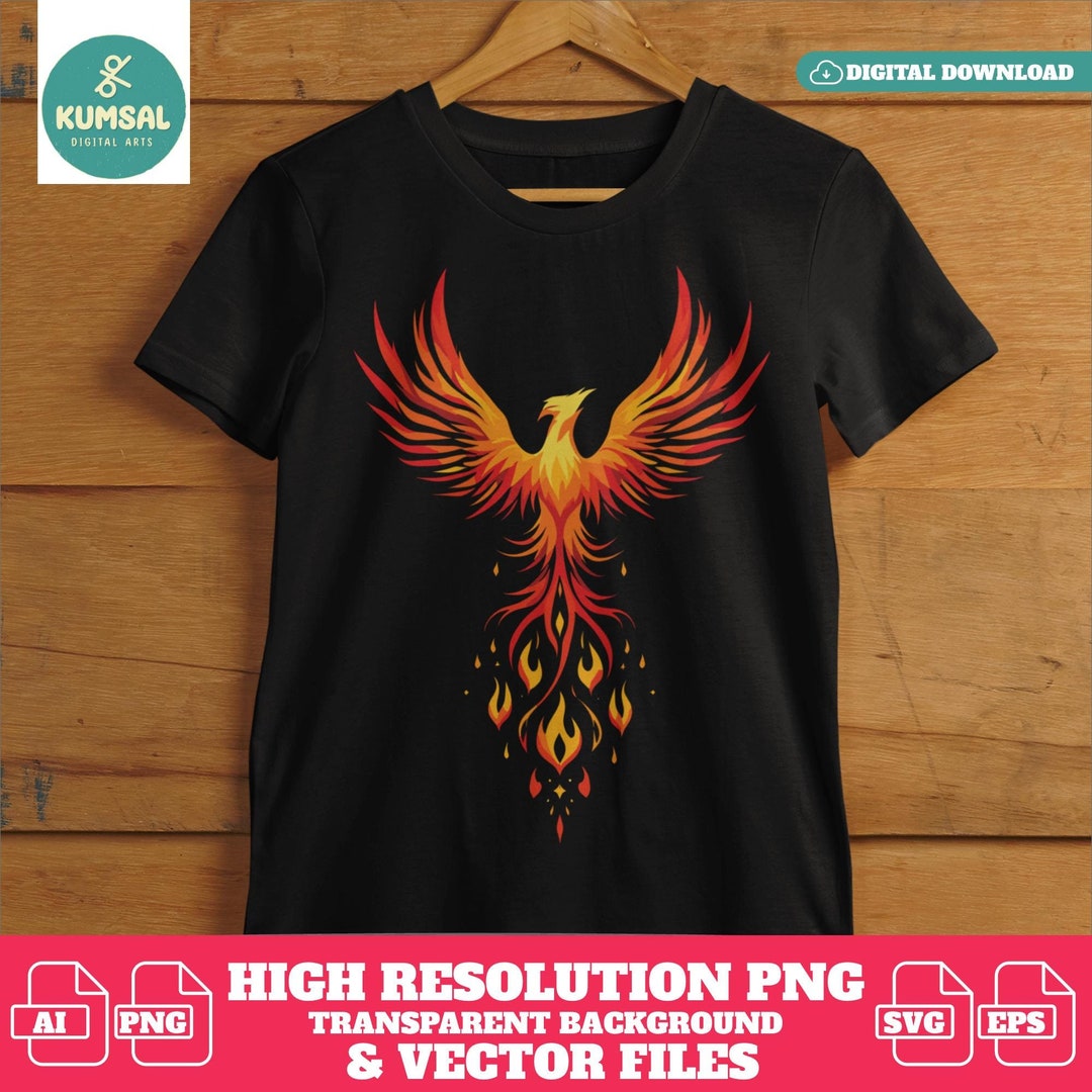 Phoenix SVG Design – Fiery Rising Phoenix Sublimation PNG & Vector File ...