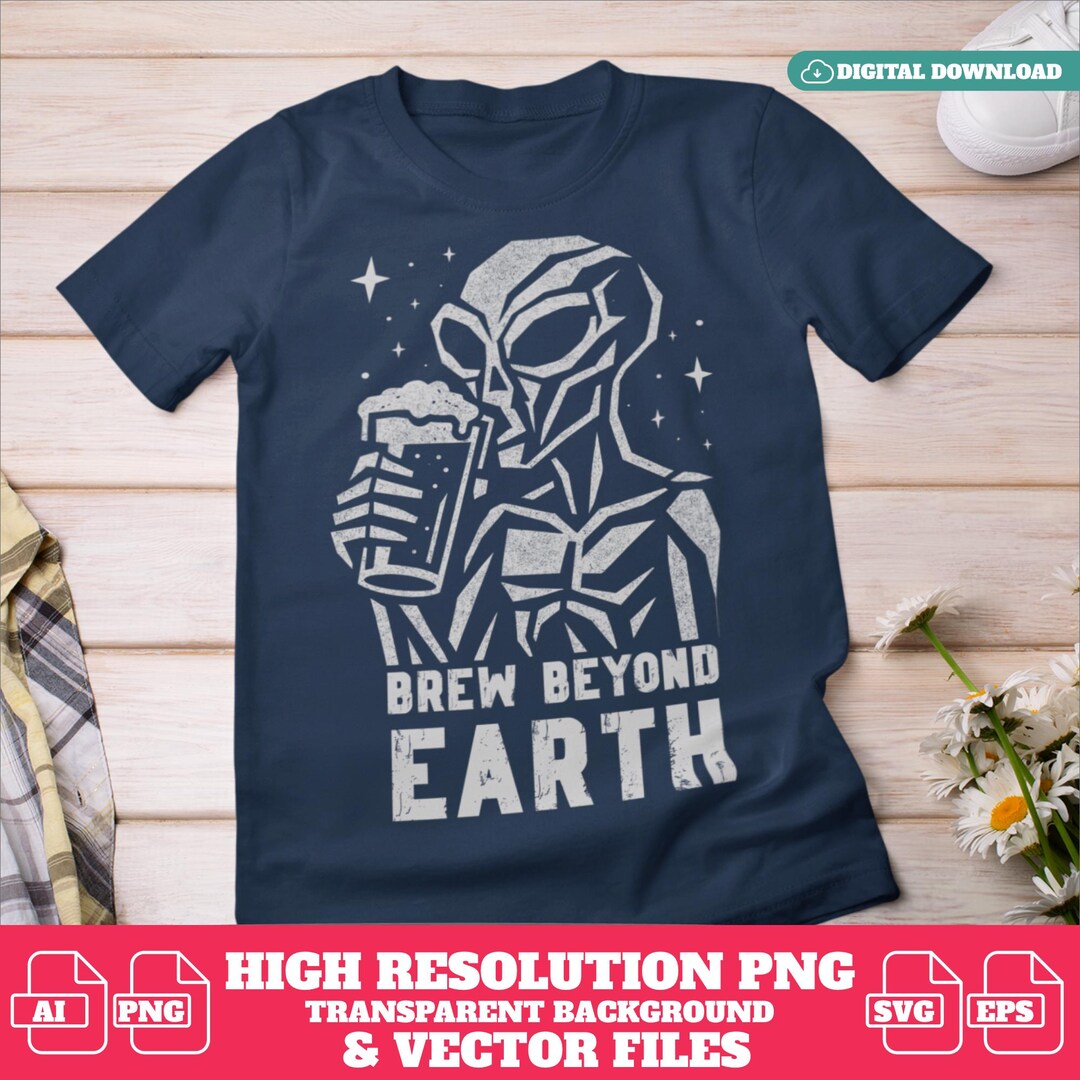 Alien Beer SVG | Brew Beyond Earth Art | Funny Space Beer Graphic | Sci ...