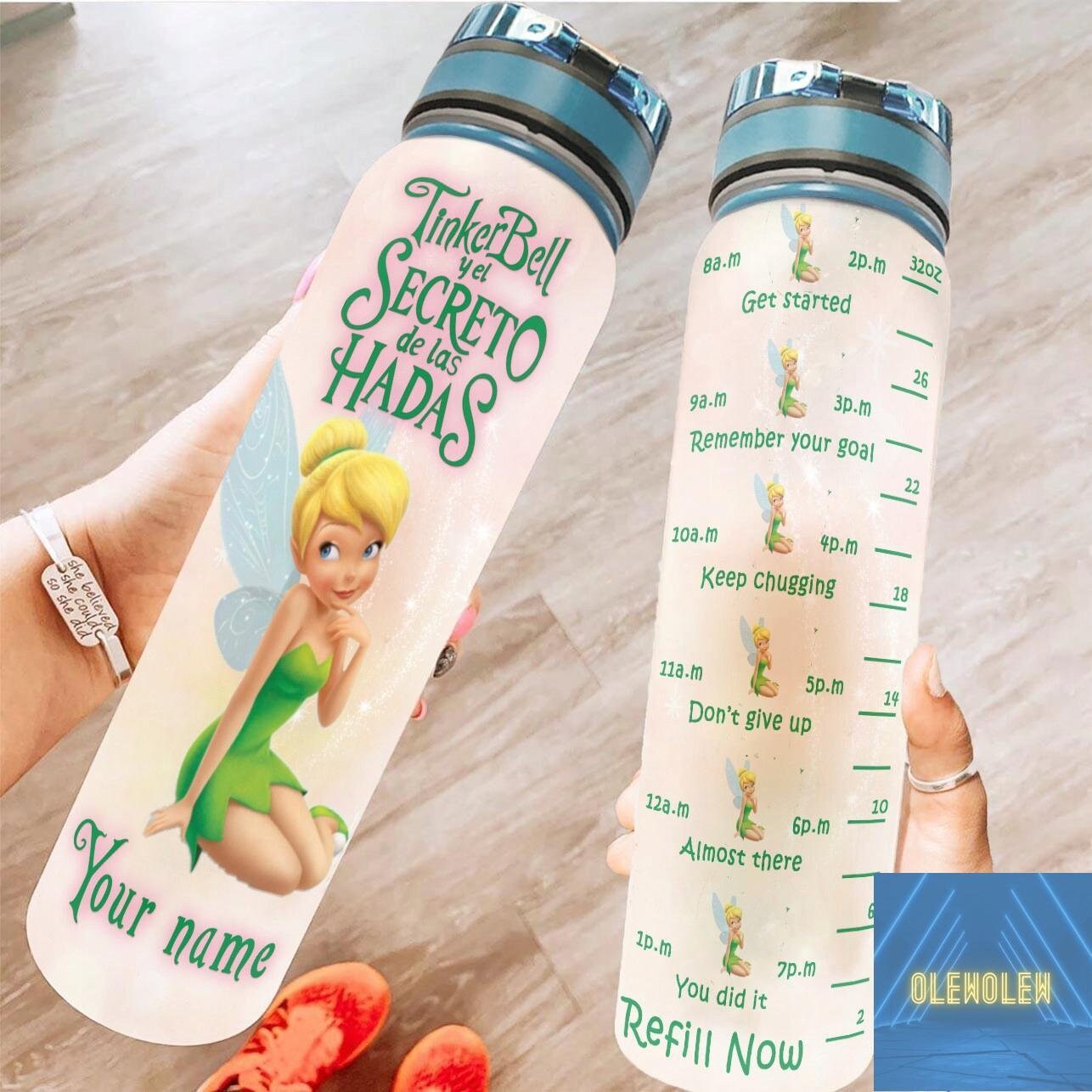 Tinker Bell Water Tracker Bottle, Custom Tinker Bell Bottle, Tinker ...