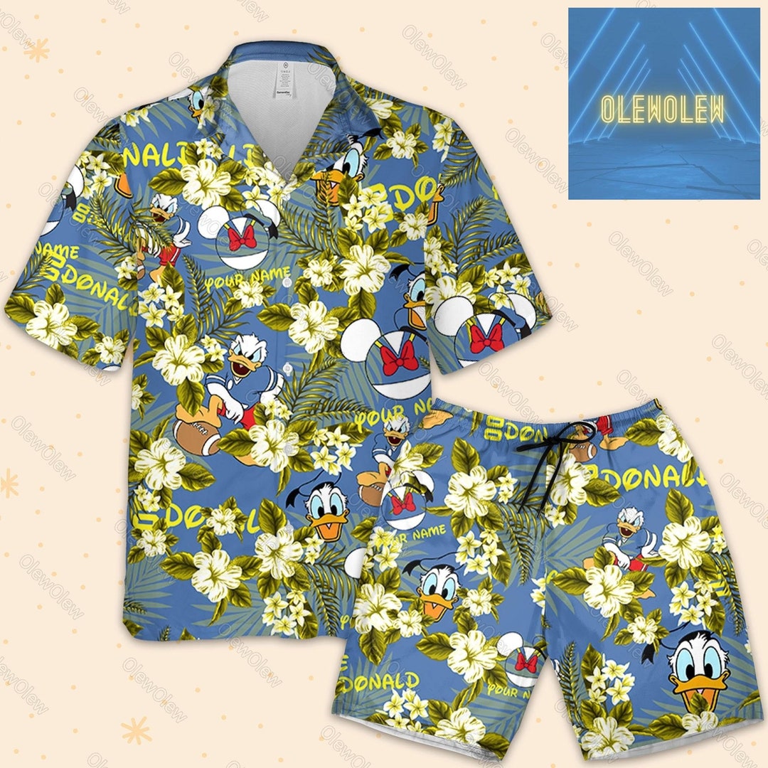 Donald Duck Hawaiian Shirt and Shorts, Donald Duck Button Shirt, Donald ...