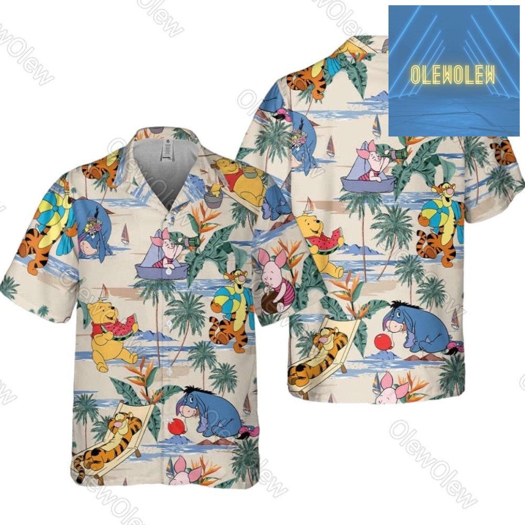Winnie the Pooh Hawaiian Shirt, Pooh Summer Hawaiian Tee, Pooh and ...