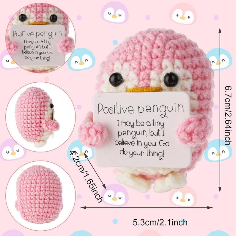 Custom Request Order Positive Penguin Crochet Cute Wool Funny Knitted ...