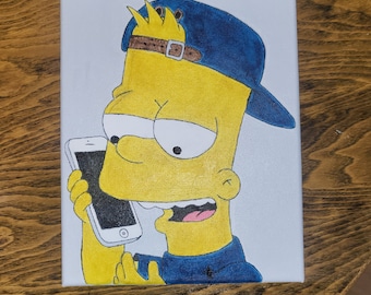 Bart Simpson Middle Finger Acrylic Painting - Etsy