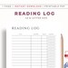 Reading Log Printable Simple Reading Log Instant Download PDF A4 Letter ...