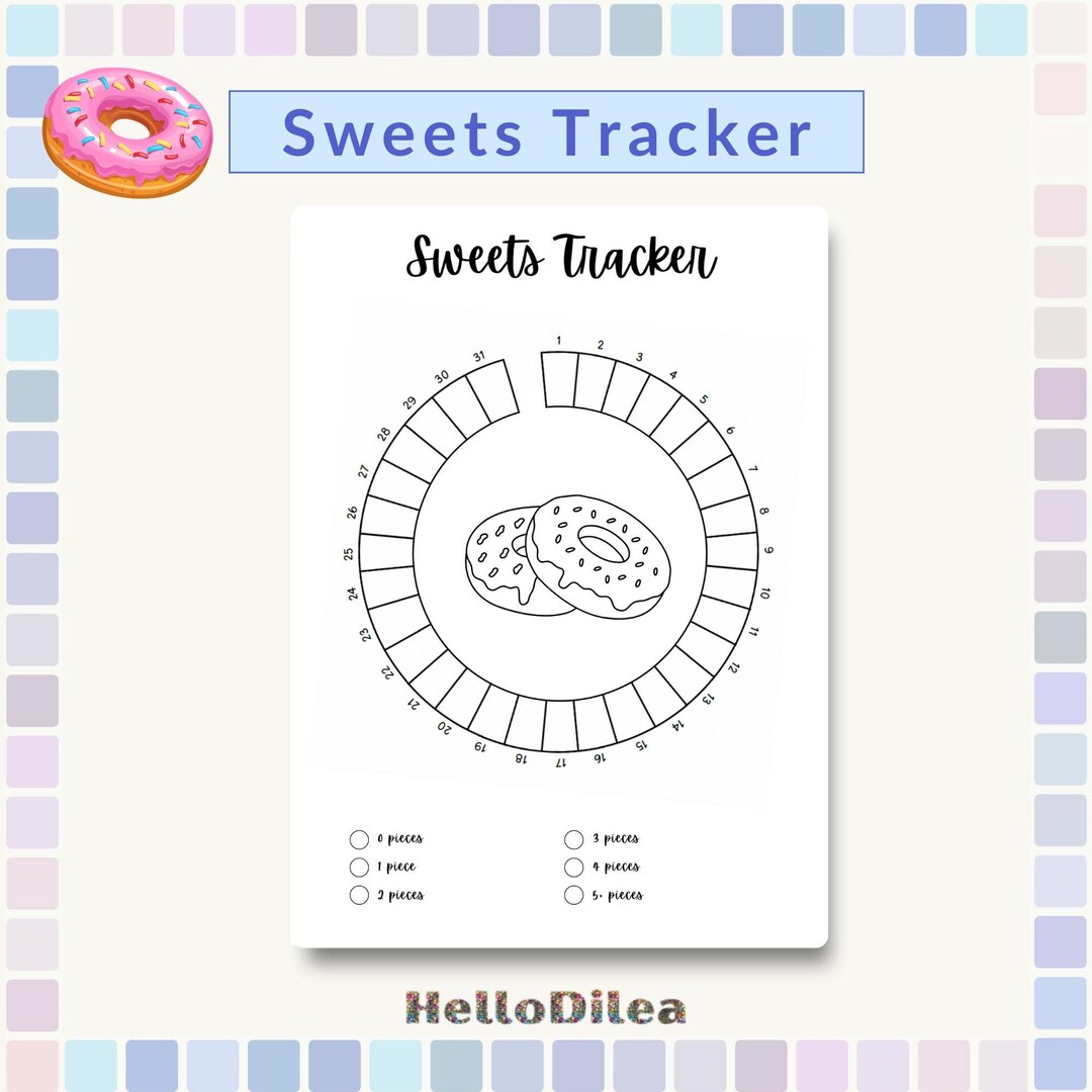 Sweets Tracker PRINTABLE Journal Page PRINTABLE Planner Page PRINTABLE ...