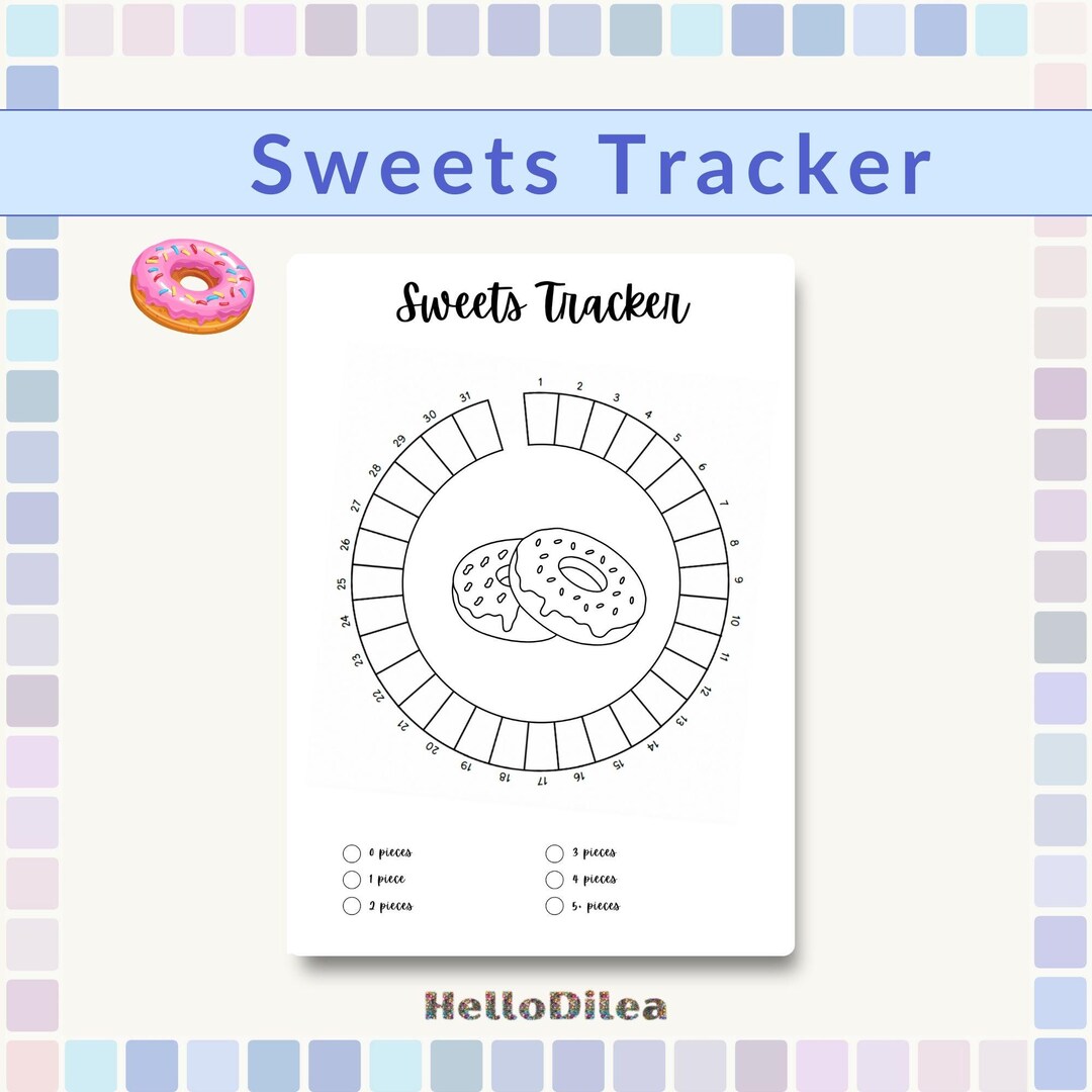 Sweets Tracker | PRINTABLE Journal Page | PRINTABLE Planner Page | PRINTABLE Tracker | Daily ...