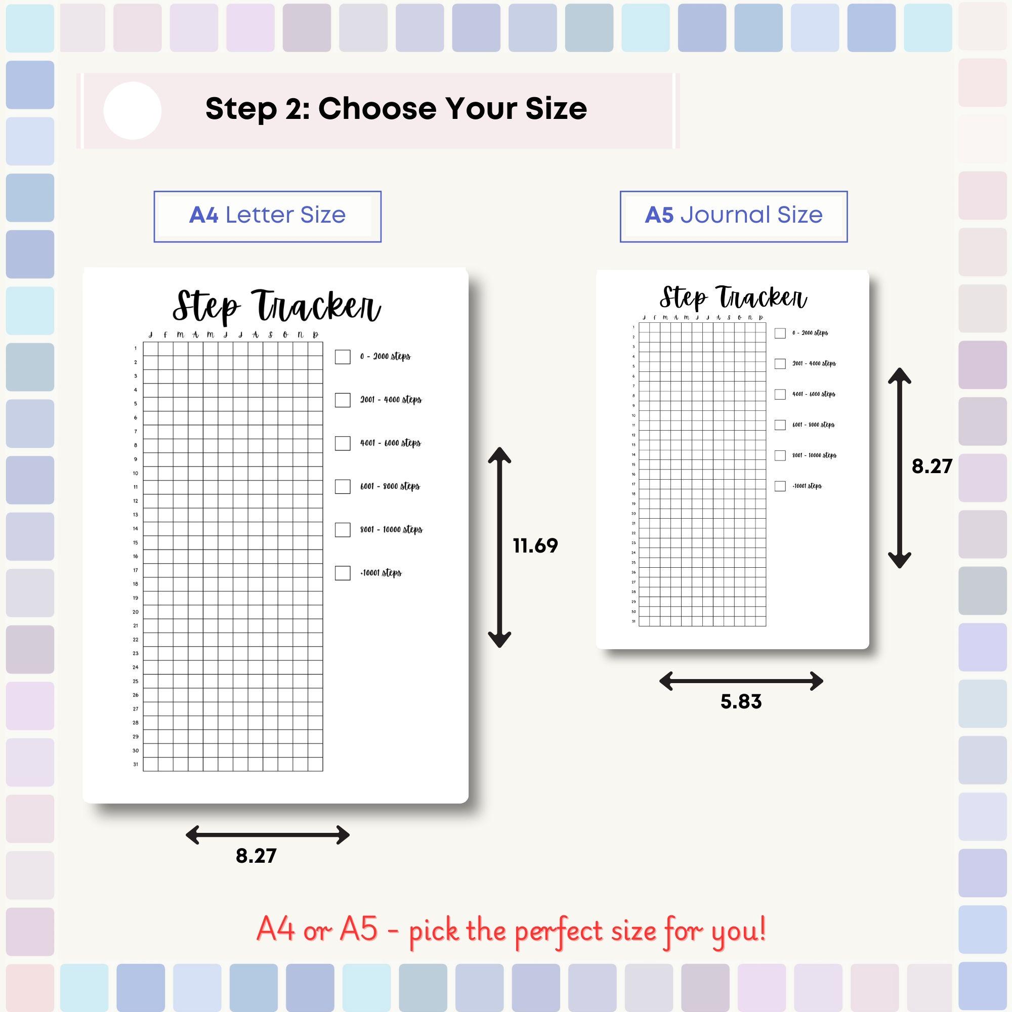 Yearly Step Tracker PRINTABLE Journal Page PRINTABLE Planner Page ...