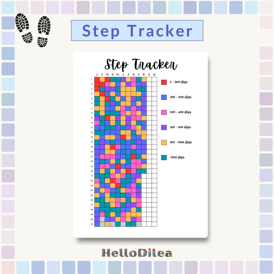 Yearly Step Tracker PRINTABLE Journal Page PRINTABLE Planner Page ...
