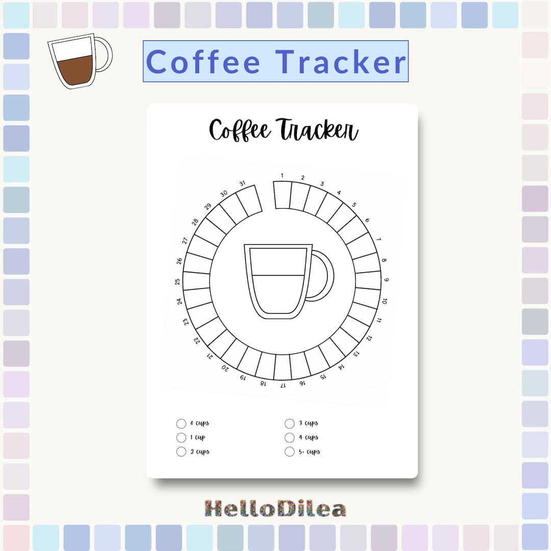 Coffee Tracker PRINTABLE Journal Page PRINTABLE Planner Page PRINTABLE Tracker Daily Coffee ...