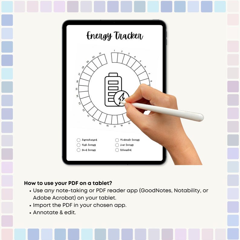 Energy Tracker | PRINTABLE Journal Page | PRINTABLE Planner Page ...