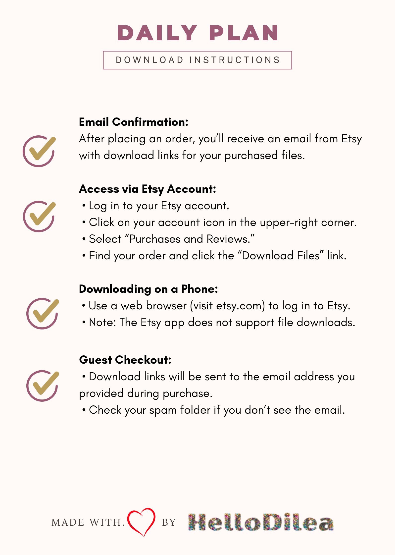 Printable Daily Plan Simple Daily Plan Instant Download PDF A4 Letter ...