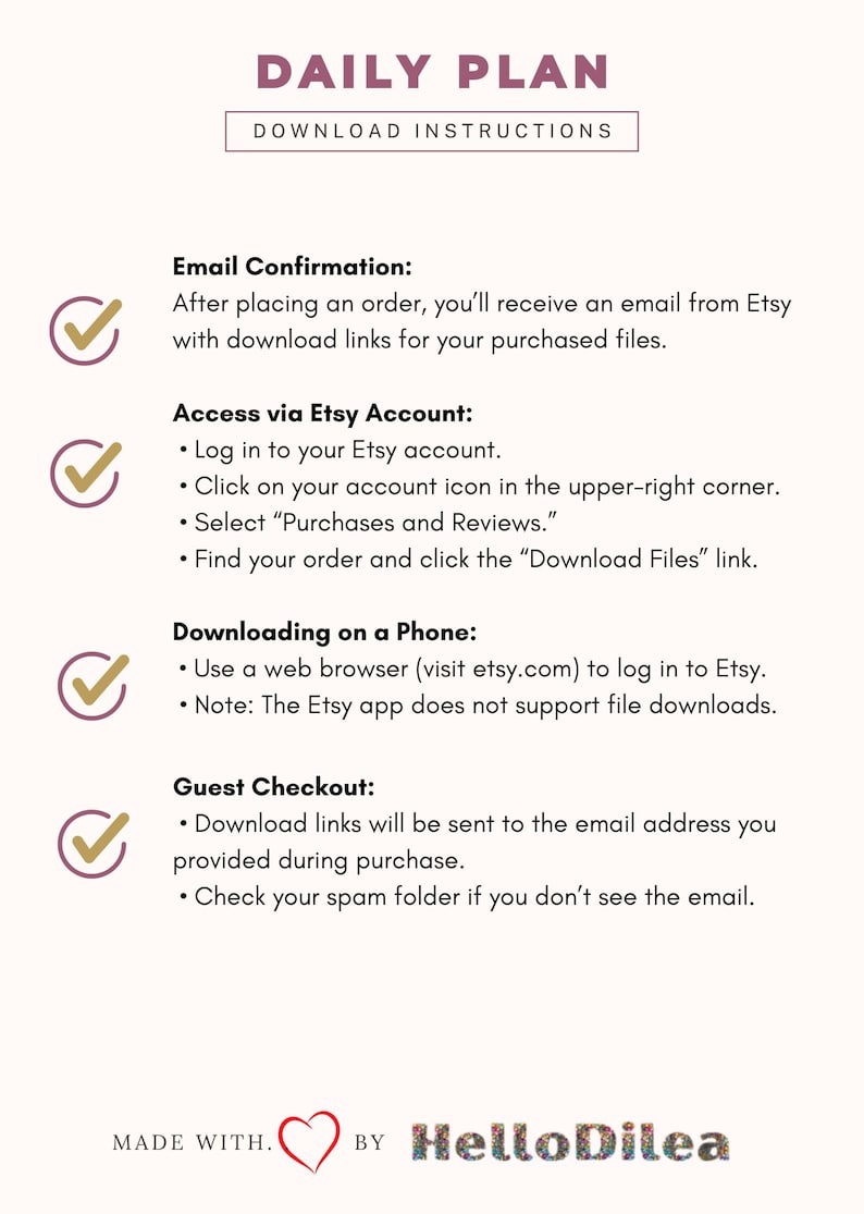 Printable Daily Plan Simple Daily Plan Instant Download PDF A4 Letter ...