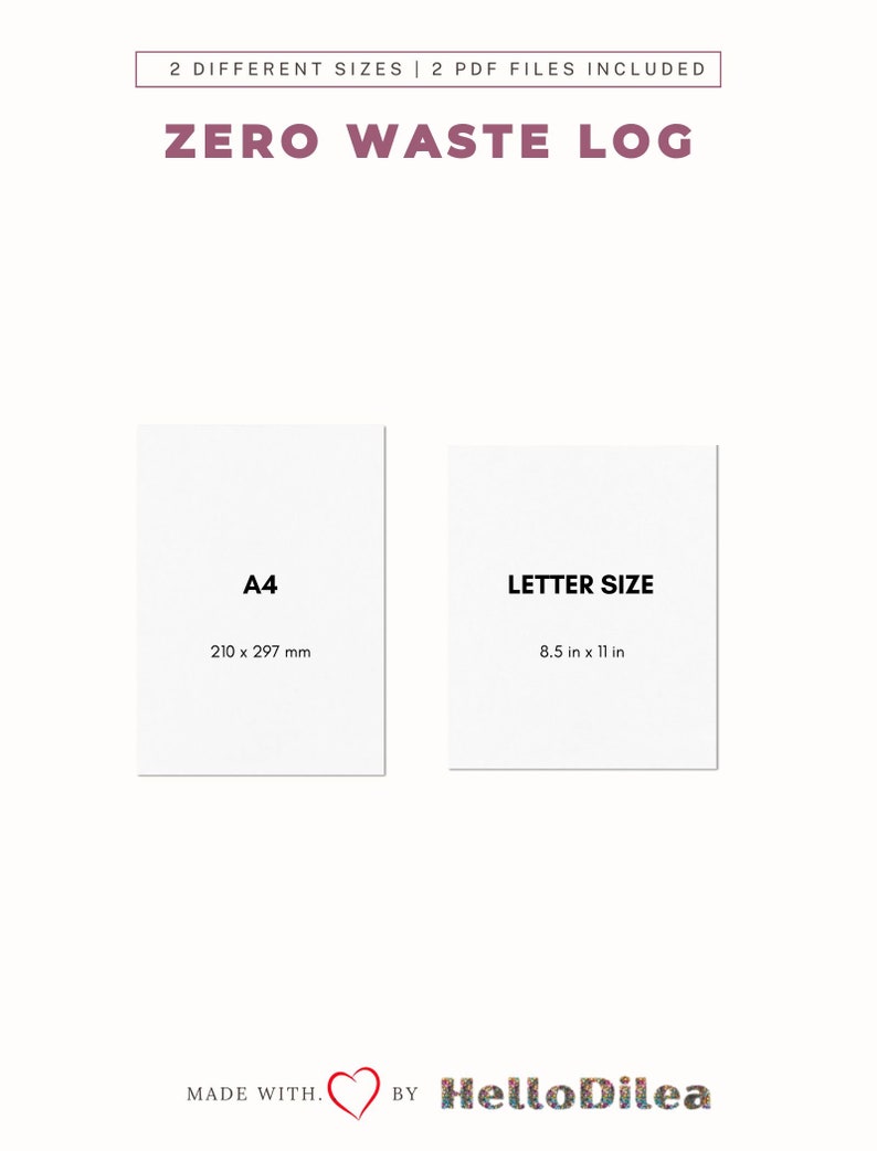 Zero Waste Log Printable Simple Zero Waste Log Instant Download PDF A4 ...