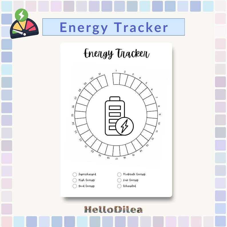 Energy Tracker PRINTABLE Journal Page PRINTABLE Planner Page PRINTABLE ...