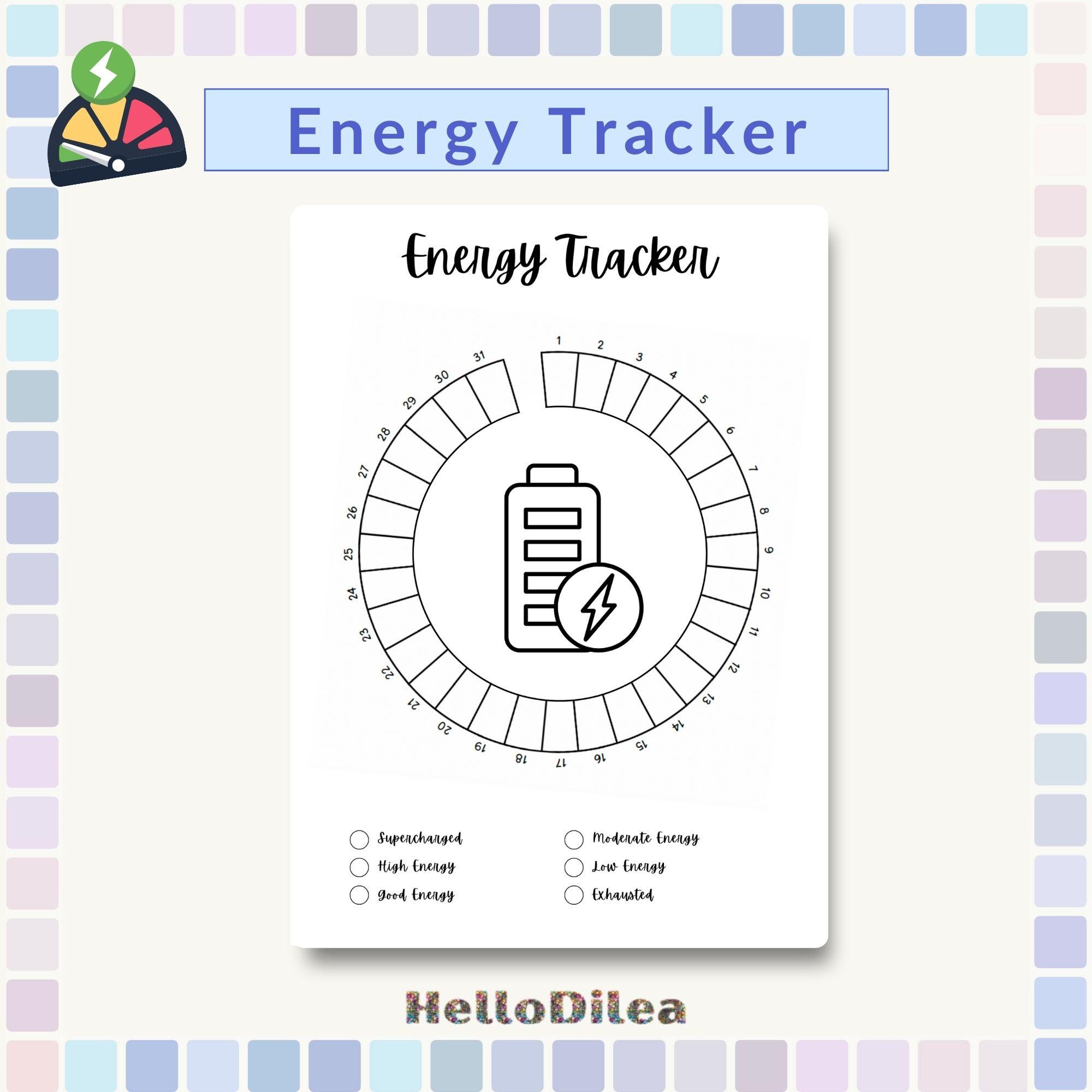 Energy Tracker PRINTABLE Journal Page PRINTABLE Planner Page PRINTABLE ...