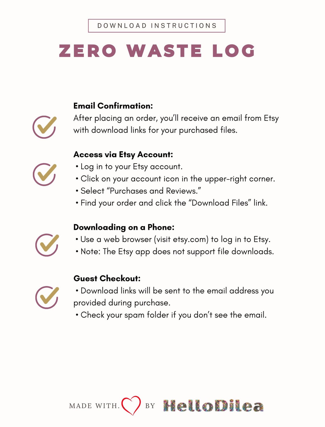 Zero Waste Log Printable Simple Zero Waste Log Instant Download PDF A4 ...
