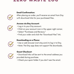 Zero Waste Log Printable Simple Zero Waste Log Instant Download PDF A4 ...