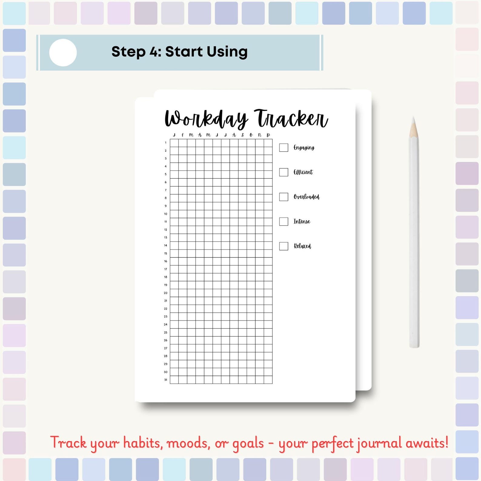 Workday Tracker | PRINTABLE Journal Page | Printable Planner Page ...