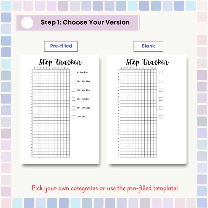 Yearly Step Tracker | PRINTABLE Journal Page | PRINTABLE Planner Page ...