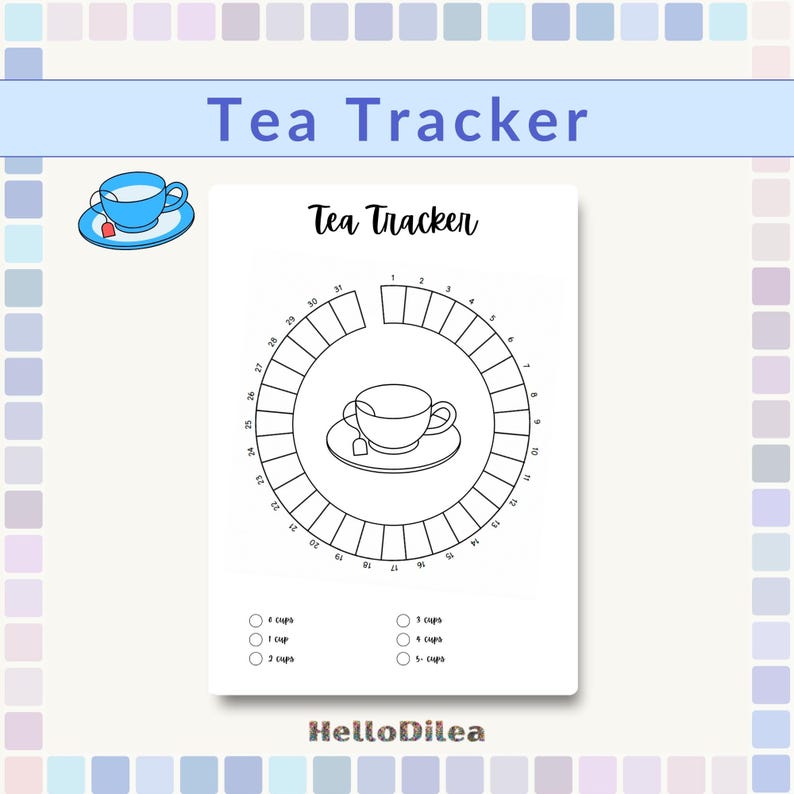 Tea Tracker PRINTABLE Journal Page PRINTABLE Planner Page PRINTABLE ...
