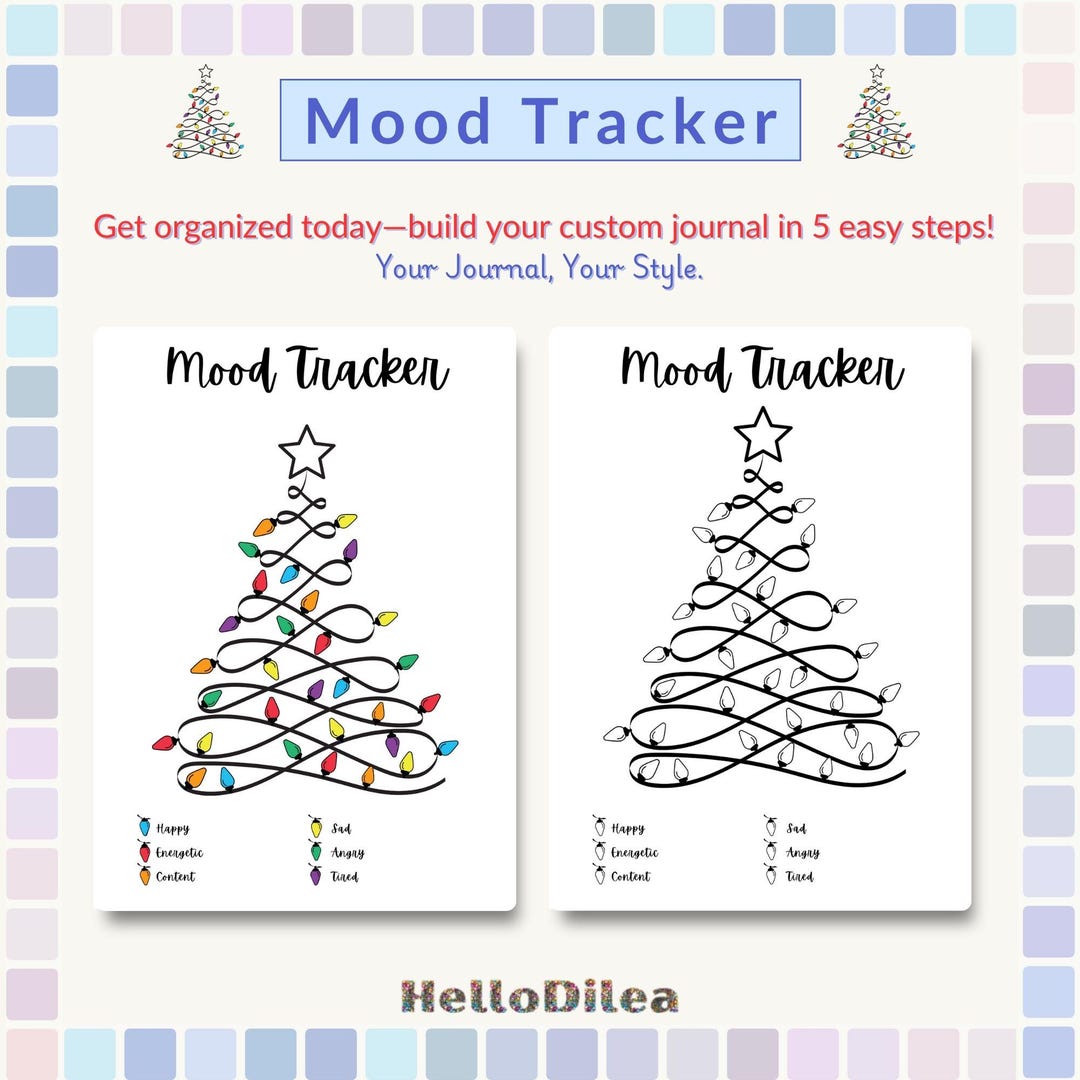 Christmas Tree Mood Tracker PRINTABLE Journal Page PRINTABLE Tracker ...