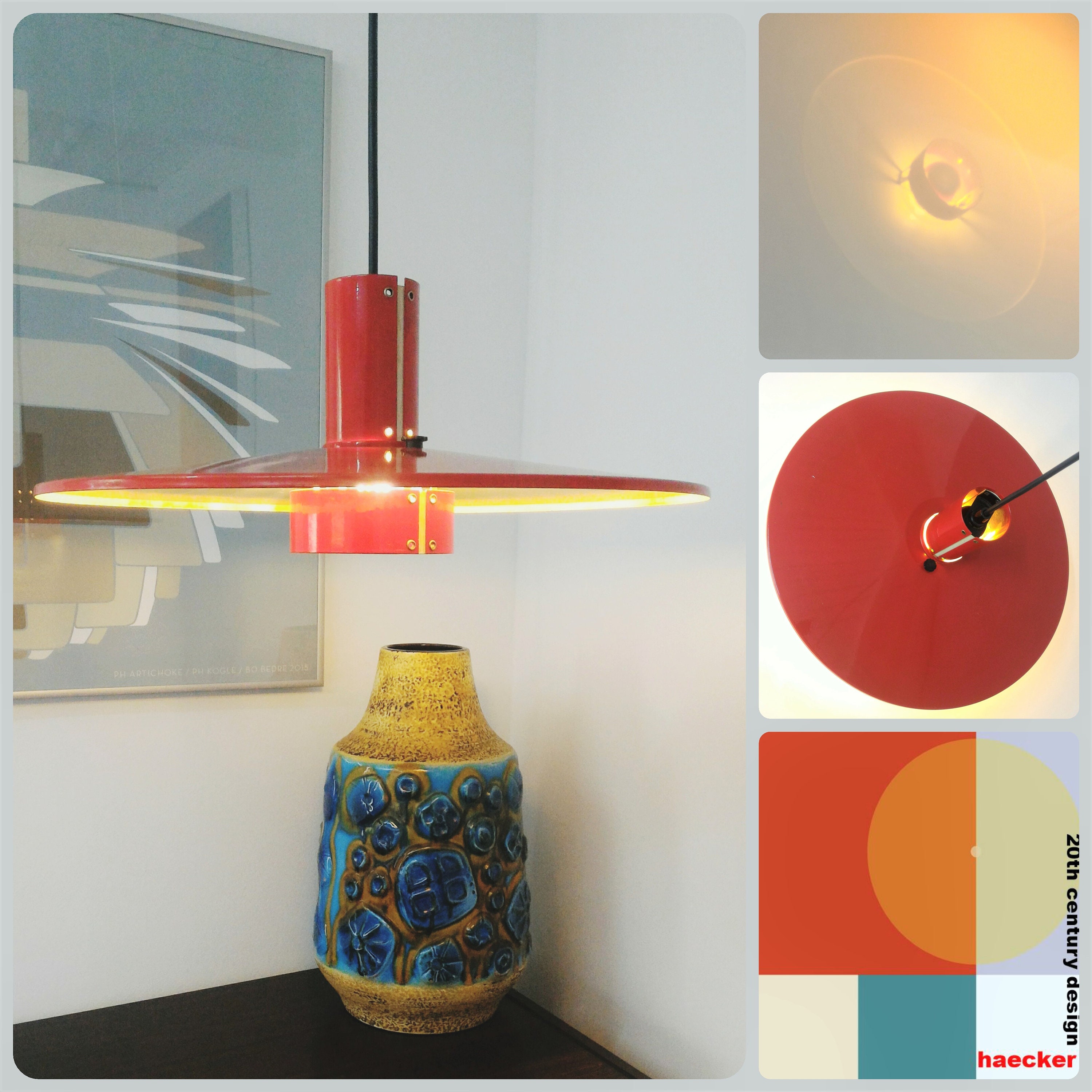 Vintage Danish Design Red Pendant Light SCS Denmark - Etsy