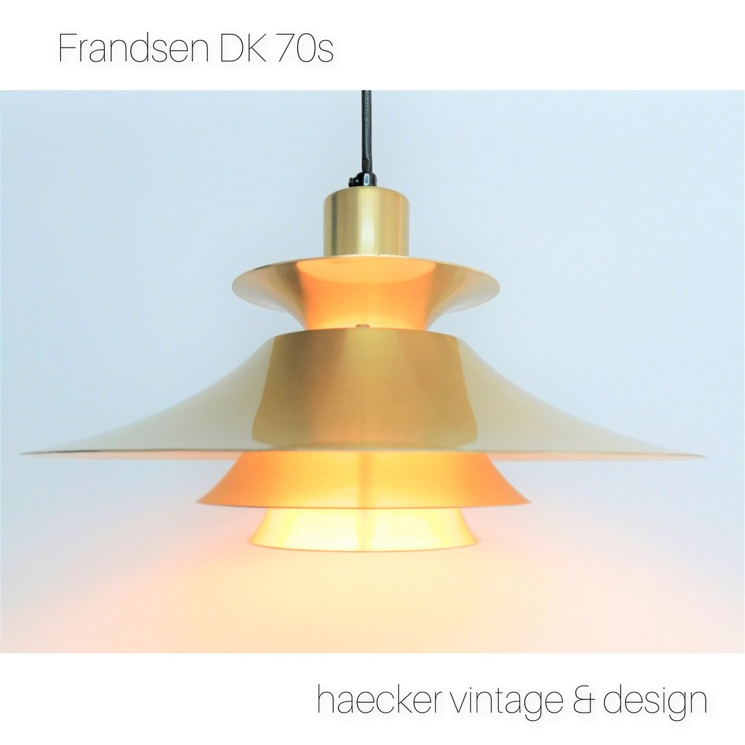 Golden Danish Design Pendant Light From Frandsen Denmark 70s - Etsy