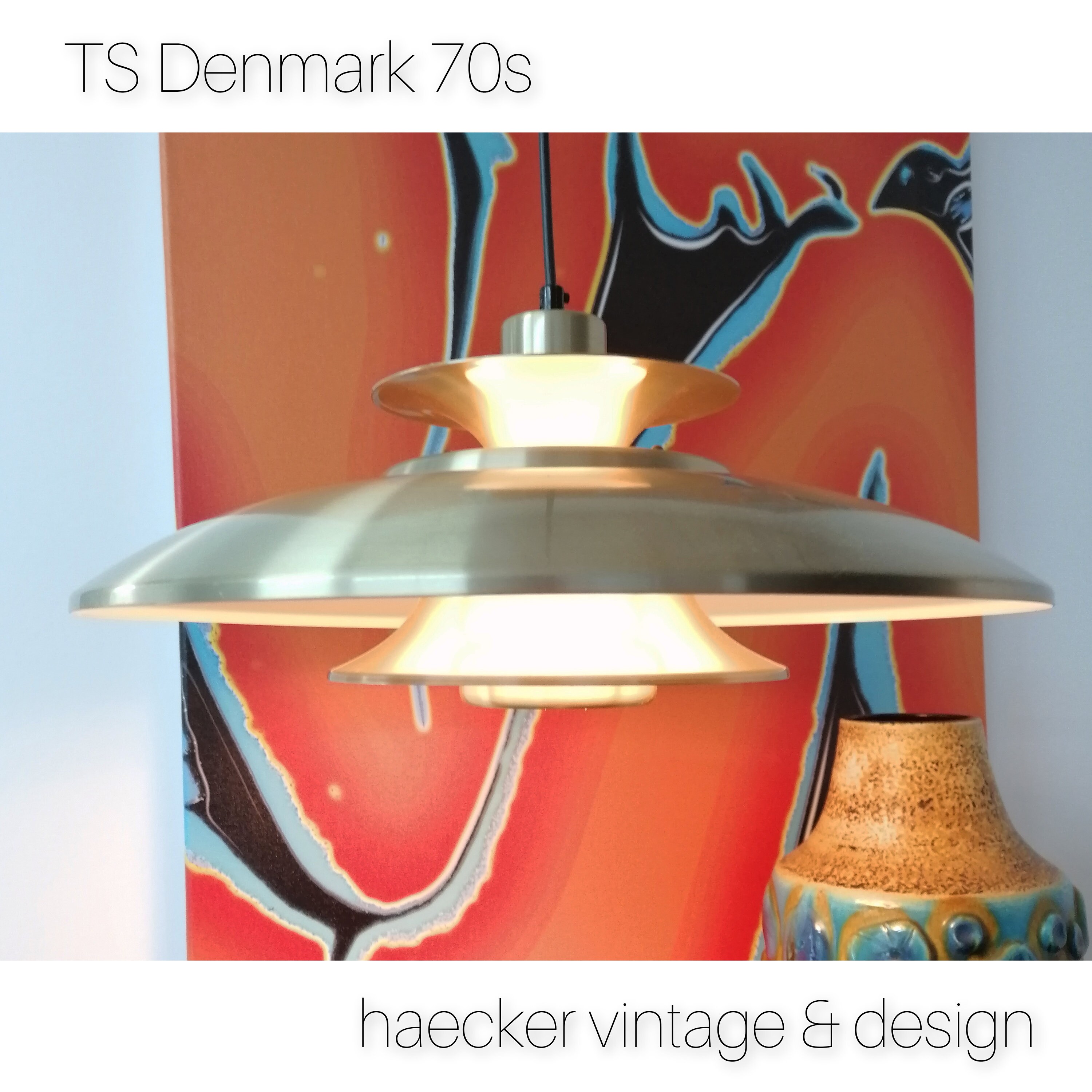 Dansih Design Golden Pendant Light by TS Belysning Aps Denmark 70s ...