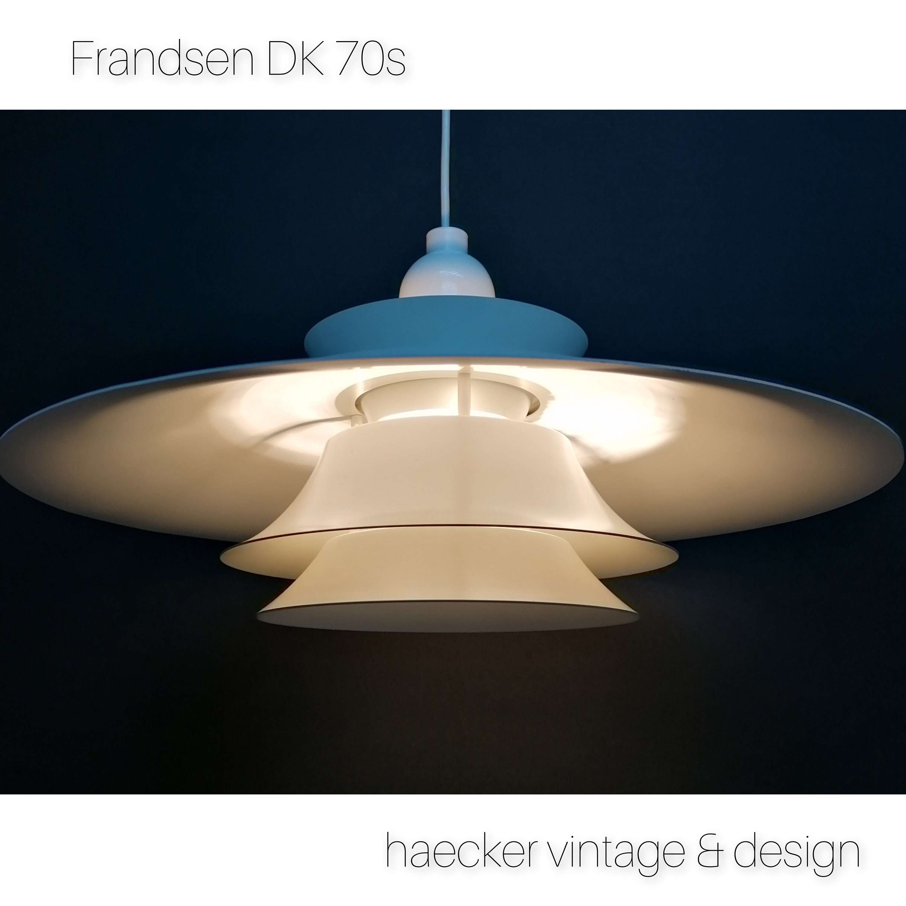 Large Classic Danish Ceiling Lamp Frandsen Denmark 70s White Multi ...