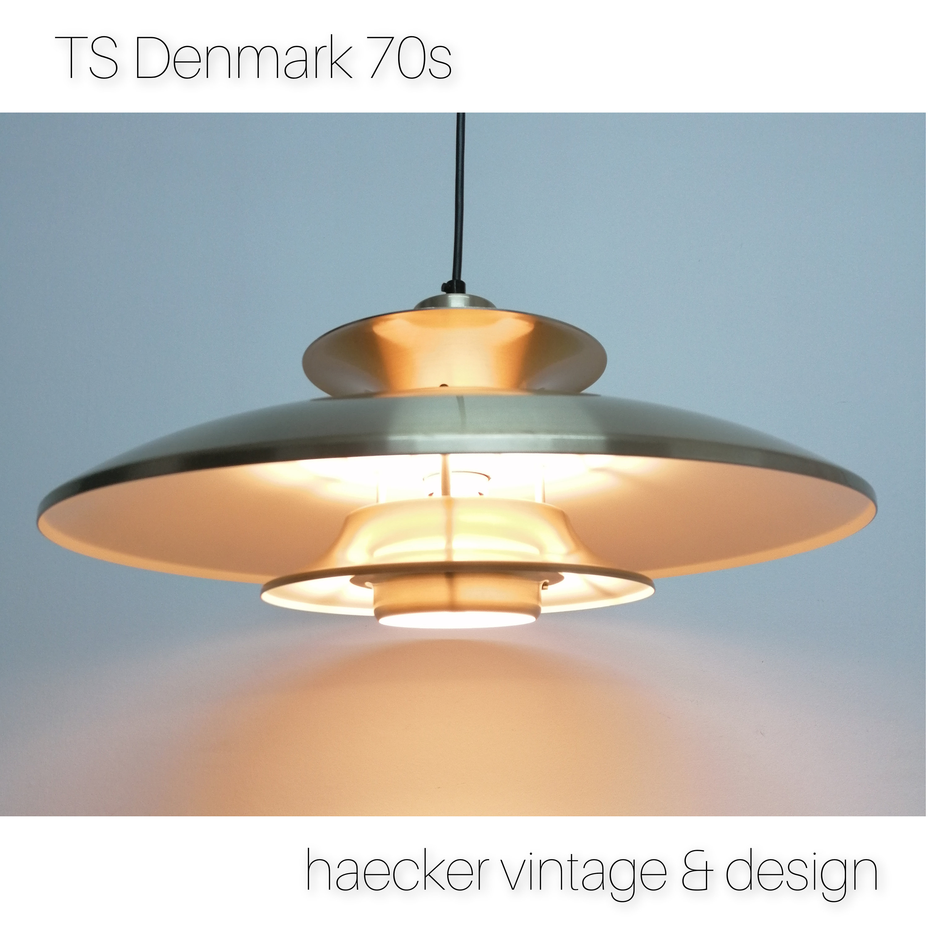Dansih Design Golden Pendant Light by TS Belysning Aps Denmark 70s ...