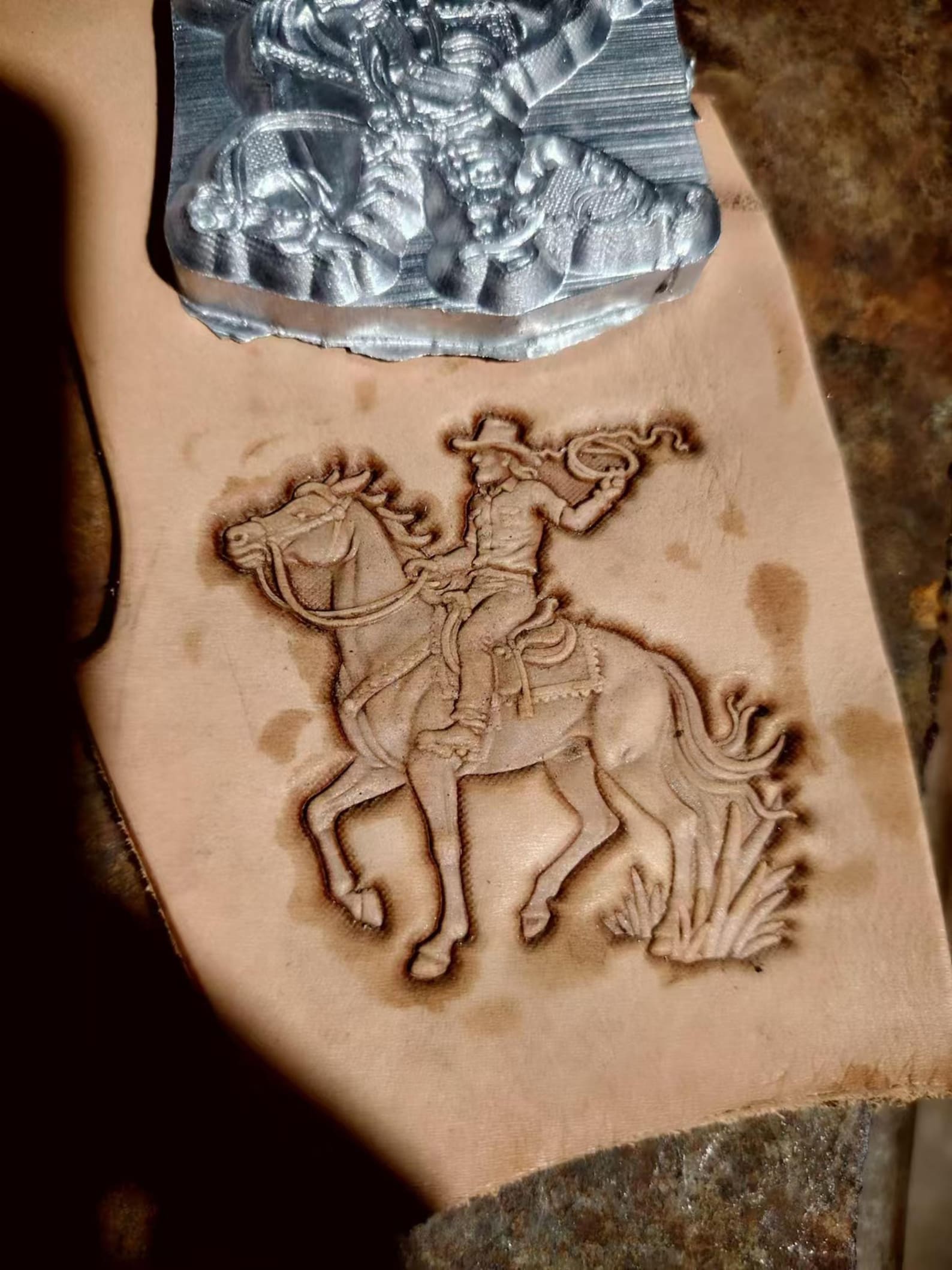 Cowboy Horse Leather Stamp Mold, Embossing Tool for Veg Tan Leather - Etsy
