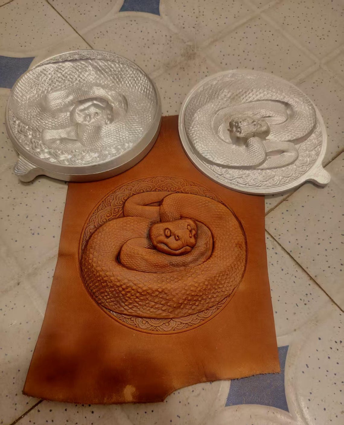 Zodiac Snake Leather Stamp: 3D Embossing Mold, Aluminum Alloy (112mm ...