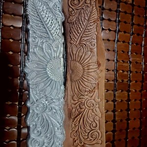 Leather Stamp Mold Handcrafted Leather Sunflower Embossed Decorative Panel Unique Leather ...