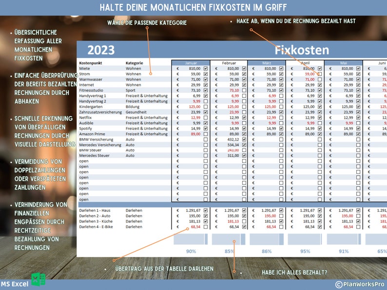 Haushaltsplan Excel Vorlage, Kostenerfassung, Ausgaben erfassen, Kostenkontrolle, Budget-Planer ...