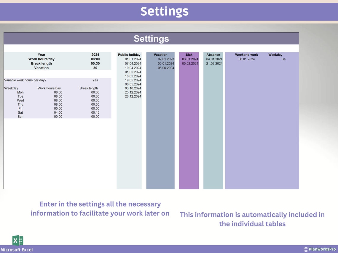 Time Management | Working Hours Excel Template | Time Tracking Template ...