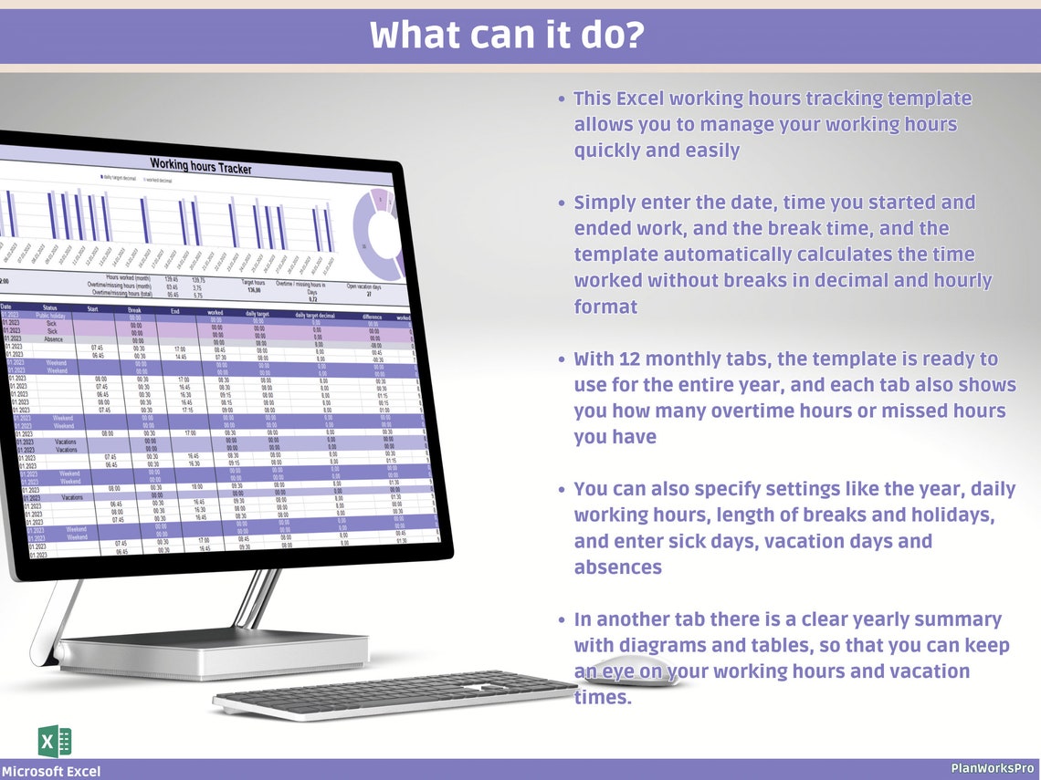 Time Management | Working Hours Excel Template | Time Tracking Template ...