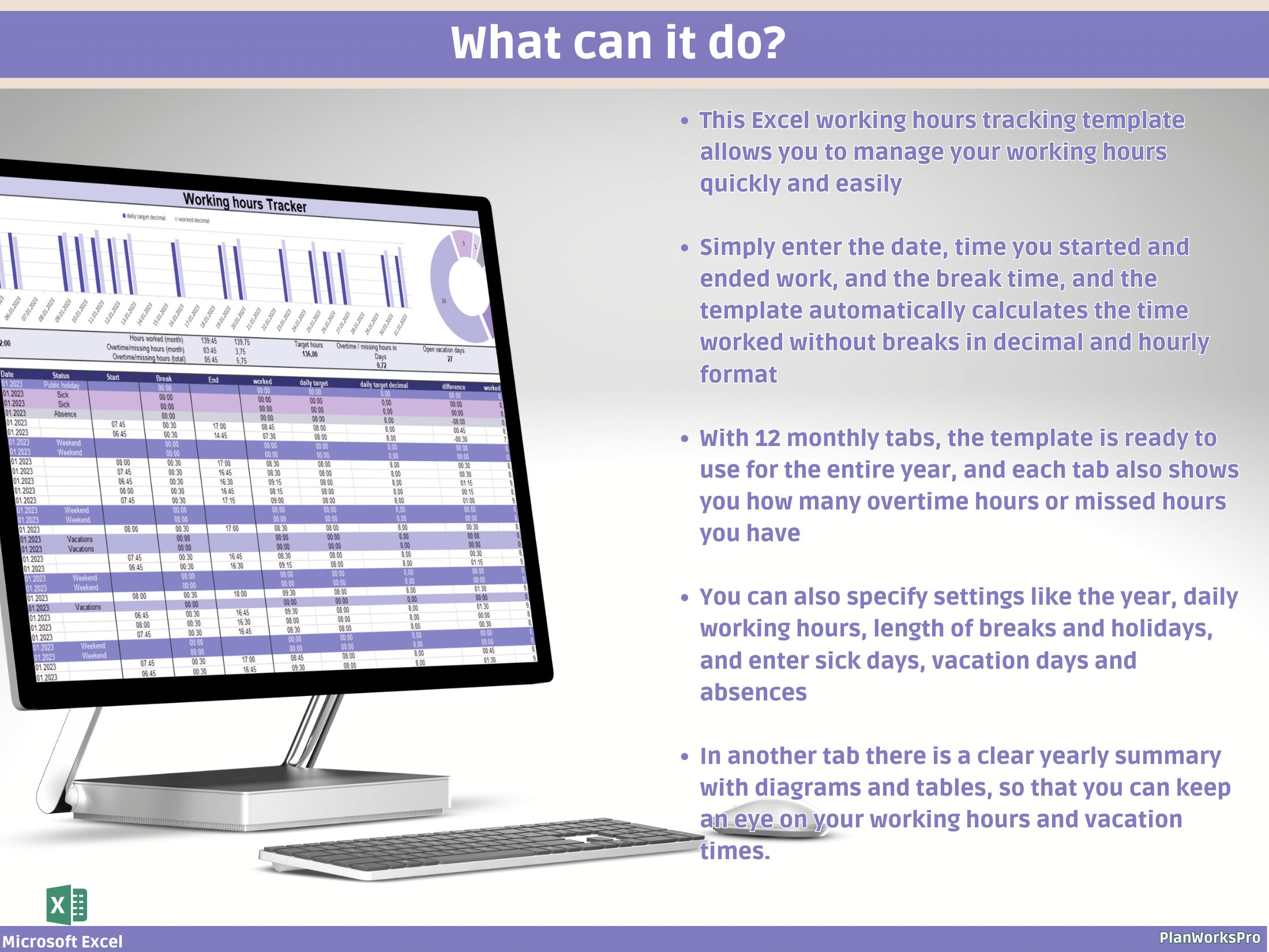 Time Management | Working Hours Excel Template | Time Tracking Template ...