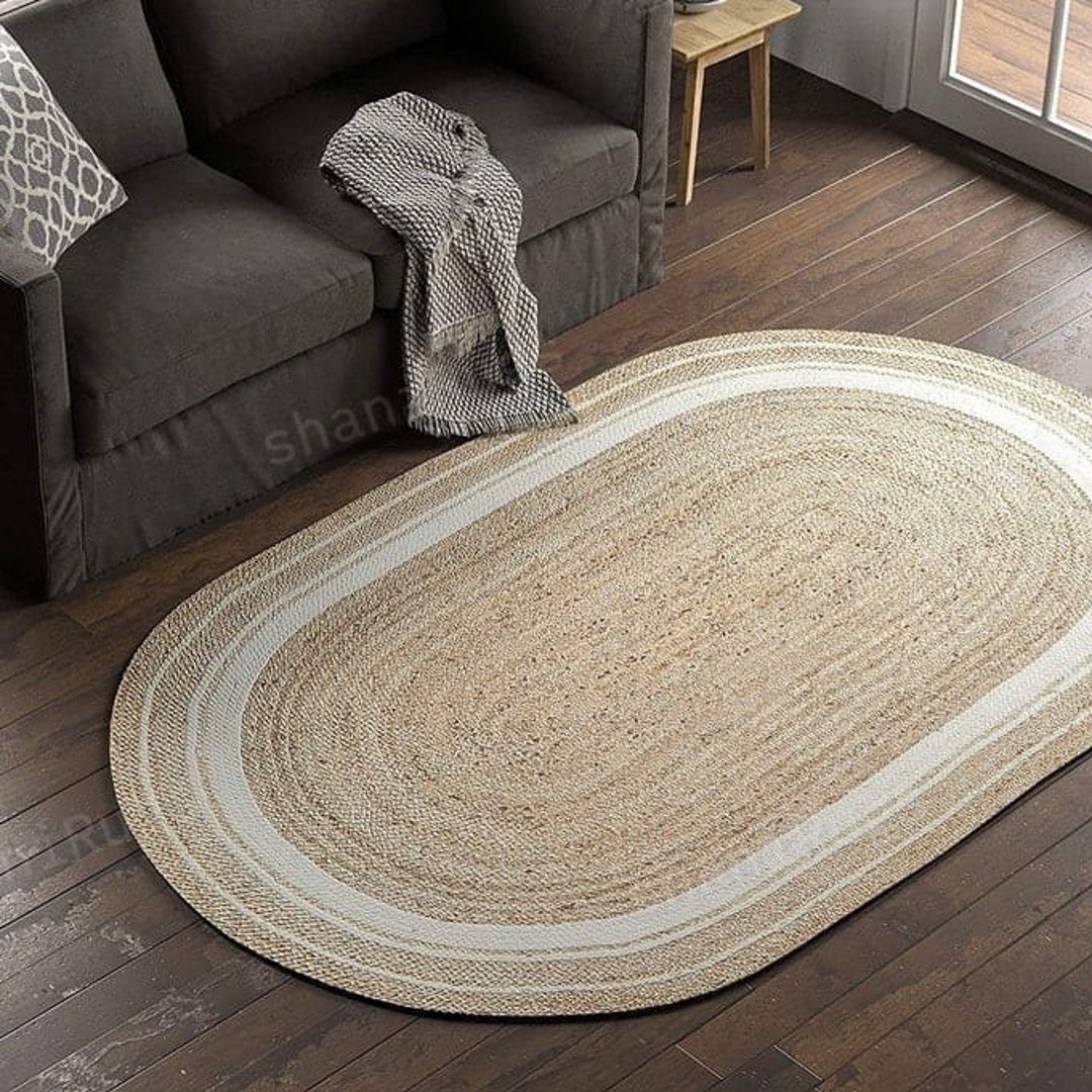 Natural Oval Jute Rug Indian Handmade Braided Vintage Area Rug Indian ...